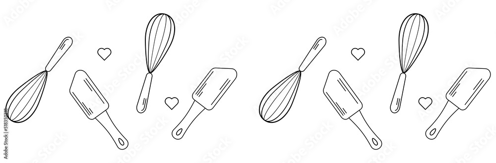 baking with wire whisk logo on white background isolated. Hand drawn ...