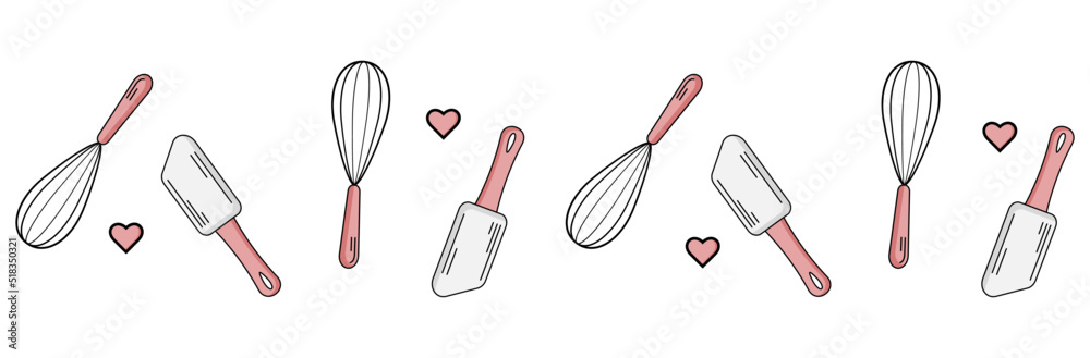 baking with wire whisk logo on white background isolated. Hand drawn ...