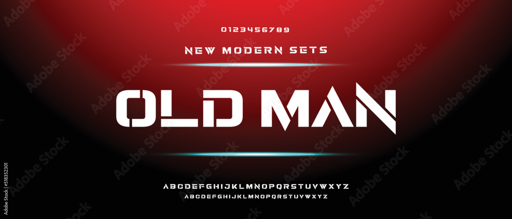 OLD MAN Sports minimal tech font letter set. Luxury vector typeface for ...