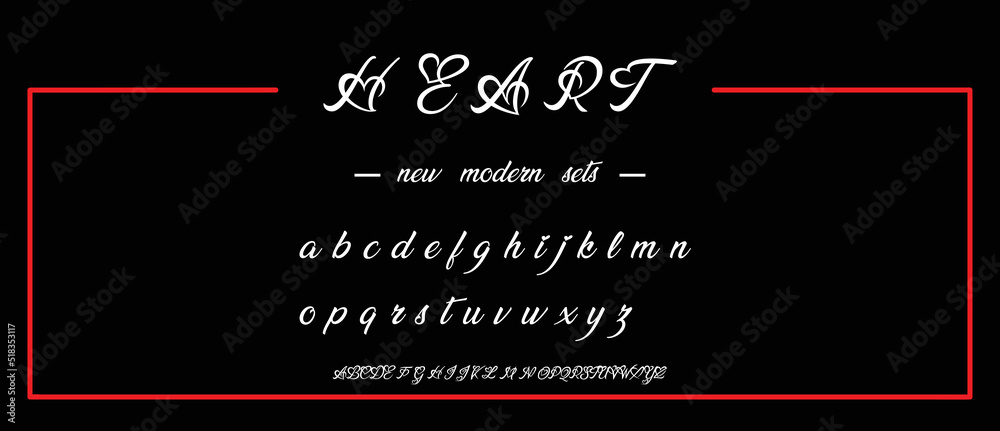 HEART Sports minimal tech font letter set. Luxury vector typeface for ...