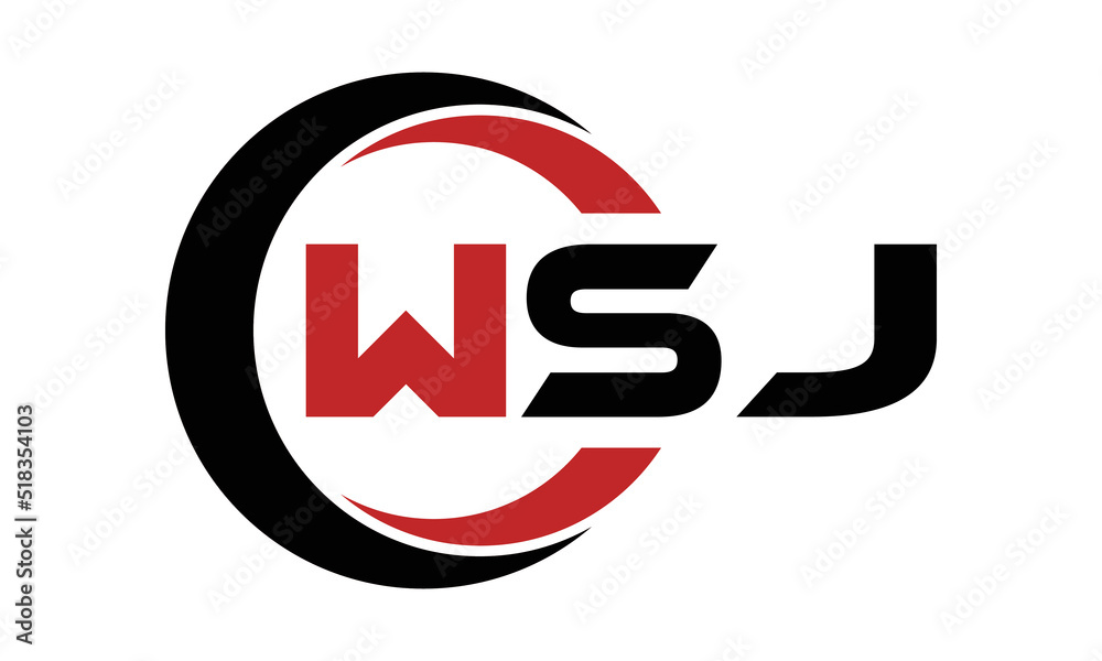 WSJ swoosh three letter logo design vector template | monogram logo ...