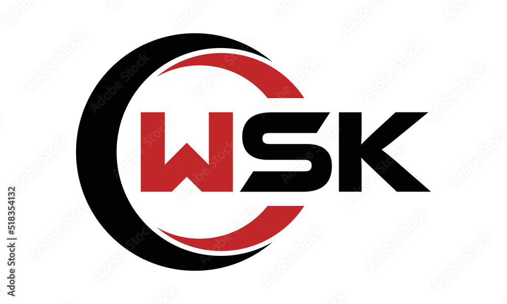 WSK swoosh three letter logo design vector template | monogram logo ...