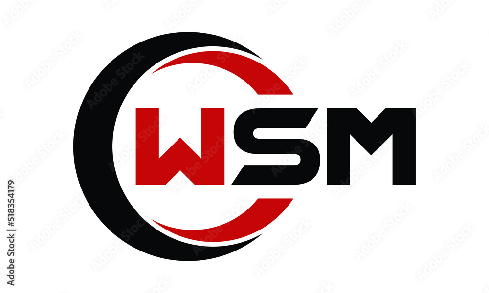WSM swoosh three letter logo design vector template | monogram logo ...