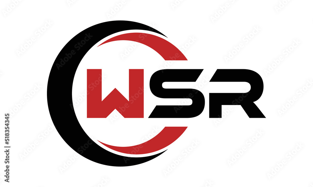 WSR swoosh three letter logo design vector template | monogram logo ...