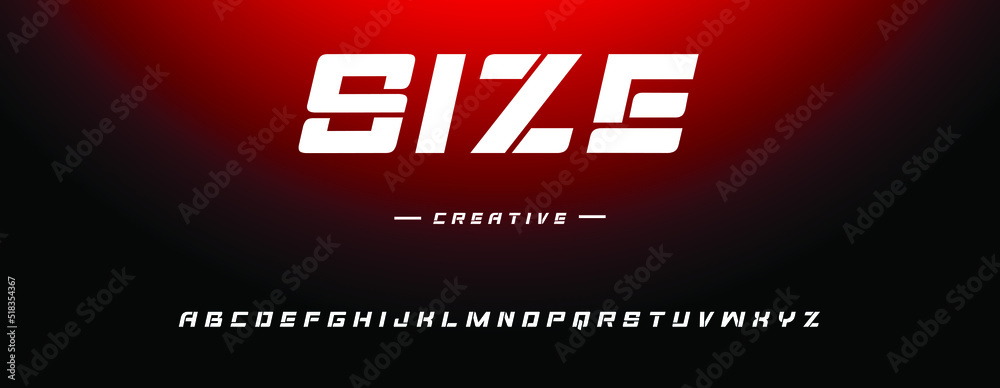 SIZE Sports minimal tech font letter set. Luxury vector typeface for ...