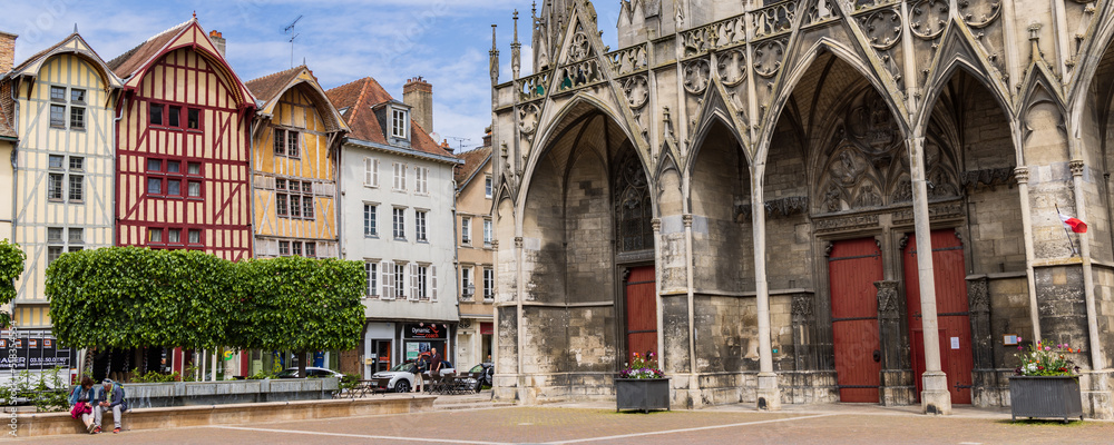 Troyes, France - May 5, 2022: Square in front of Baselique Saint-Urbain ...