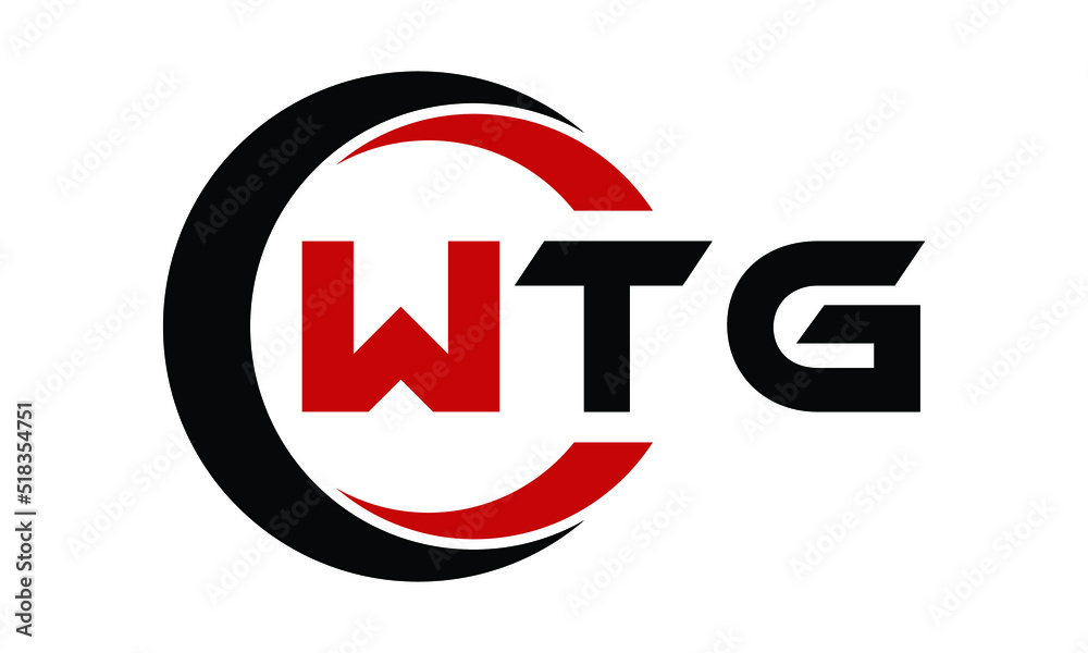 WTG swoosh three letter logo design vector template | monogram logo ...