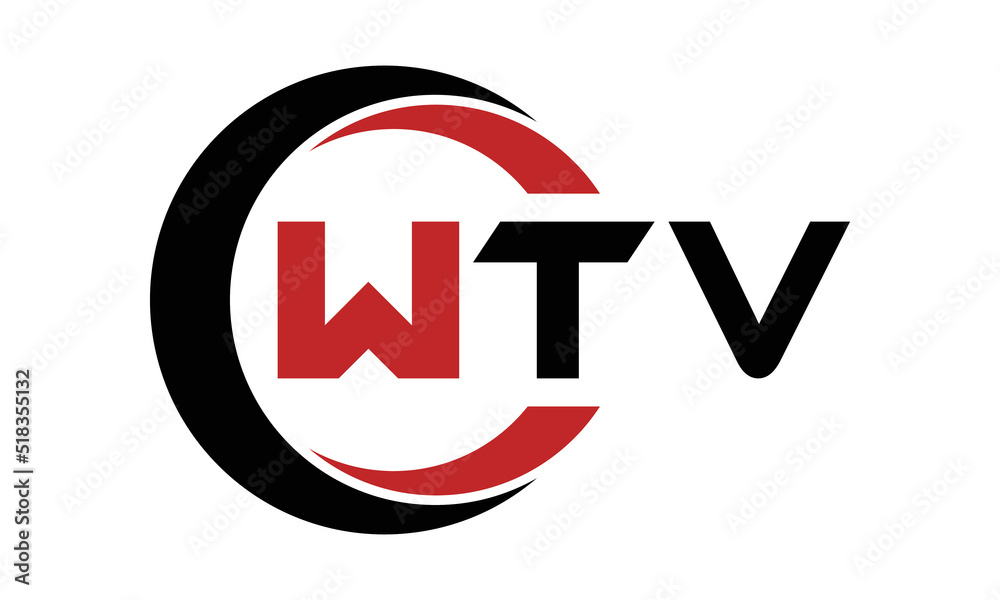 WTV swoosh three letter logo design vector template | monogram logo | abstract logo | wordmark ...