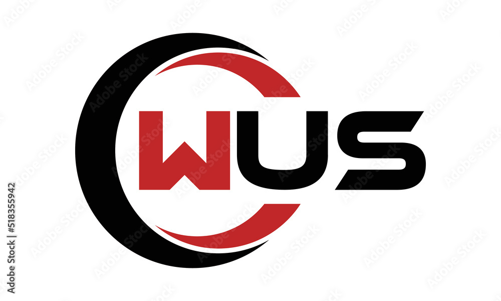 WUS swoosh three letter logo design vector template | monogram logo ...