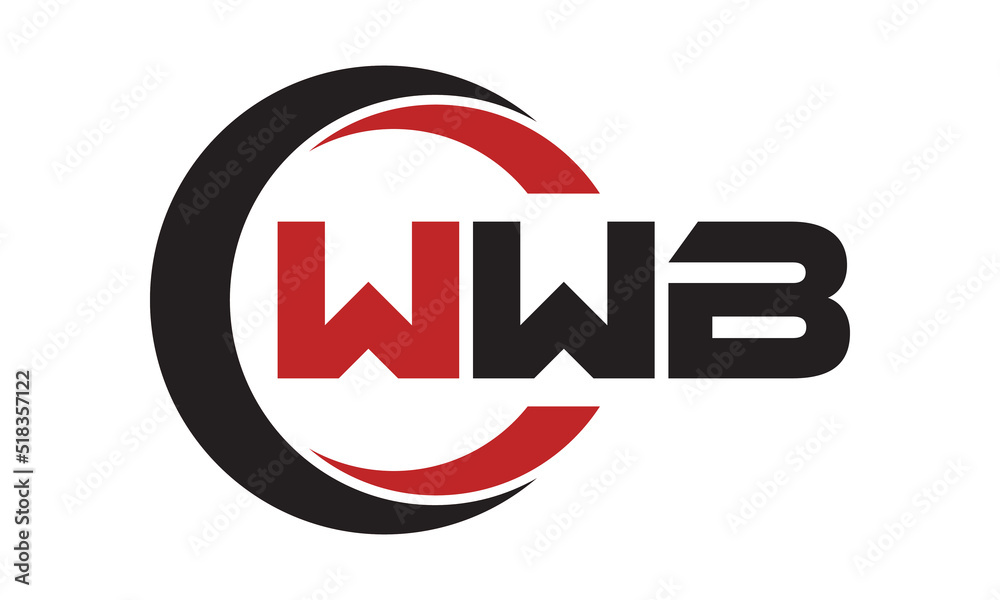 WWB swoosh three letter logo design vector template | monogram logo ...