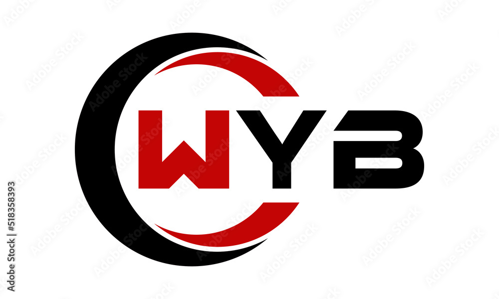 WYB swoosh three letter logo design vector template | monogram logo ...