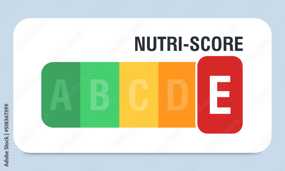 Nutri score for packaging design. E score. Logo, icon, label. Vector ...
