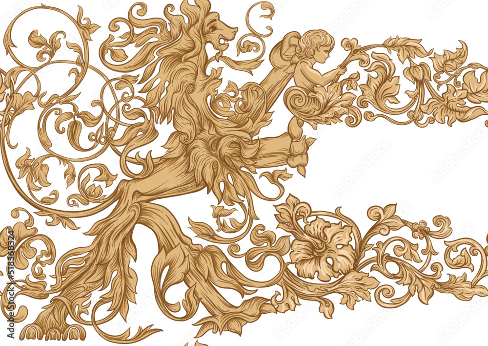 Seamless pattern, background In baroque, rococo, victorian, renaissance ...