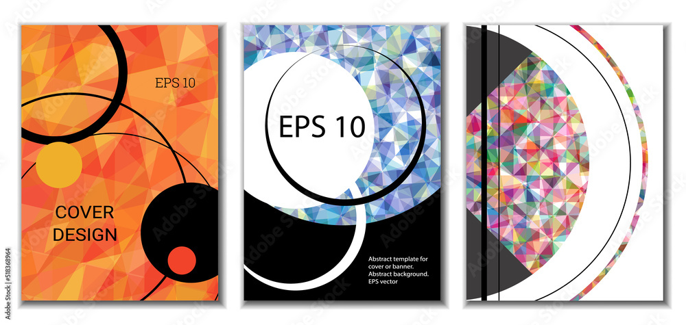 Cover design. Set of 3 covers. Imitation of crumpled paper. Unusual ...