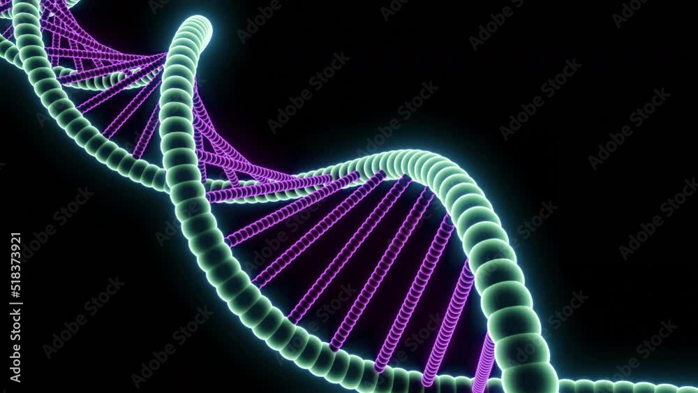 Black background. Design.A bright swirling shape with bright dna-shaped ...