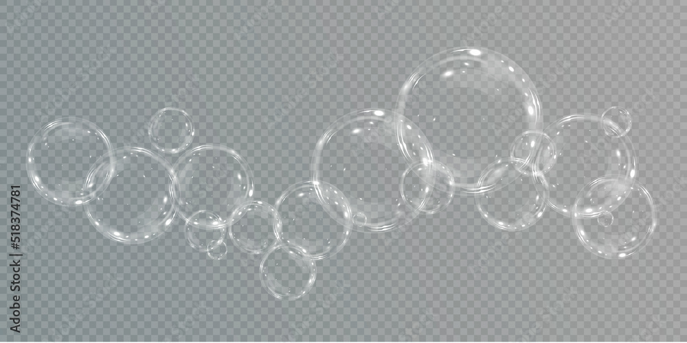 Bubble PNG. Set of realistic soap bubbles. Bubbles are located on a ...