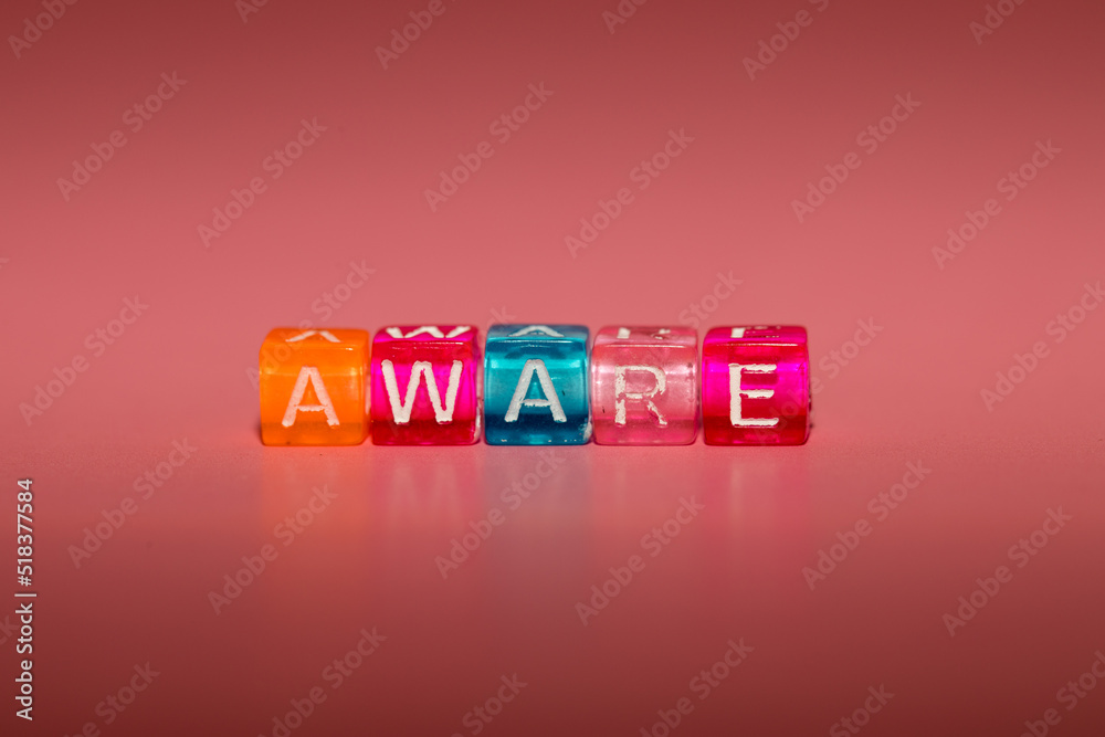 the word "aware" made up of cubes Stock Photo | Adobe Stock