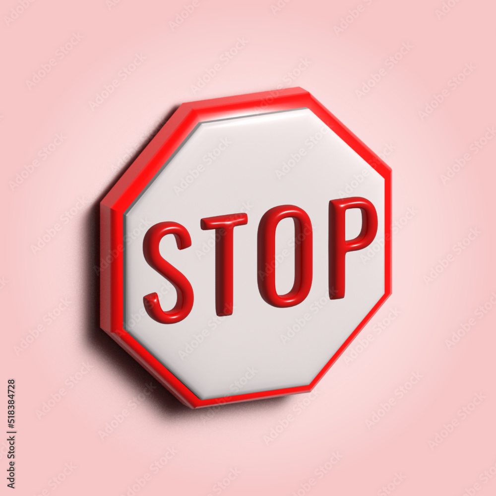 STOP sign 3D. Volumetric icon about the warning, you need to stop ...