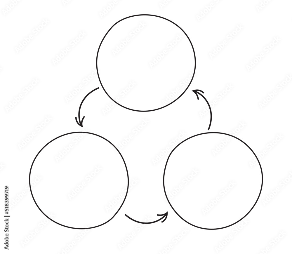 Diagram vector chart template three circle hand draw style for ...