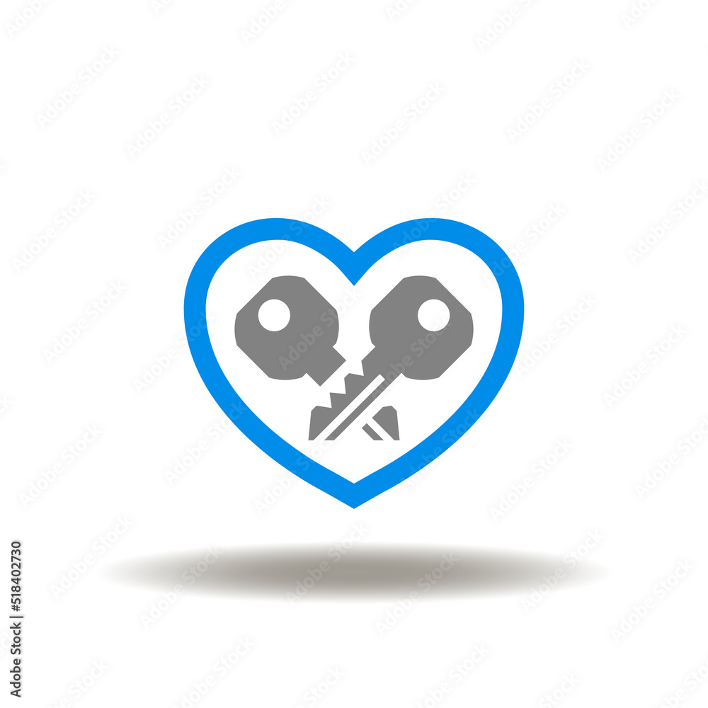 Vector illustration of heart with keys. Symbol of Security Health Care ...