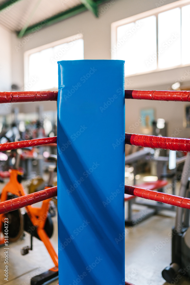 Boxing ring corner with blue pad Stock Photo | Adobe Stock