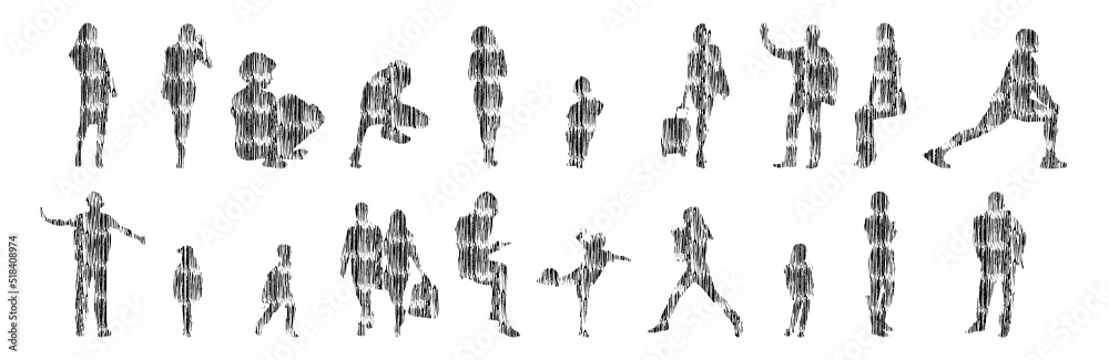 Stockvector Vector Silhouettes Outline Silhouettes Of People Contour
