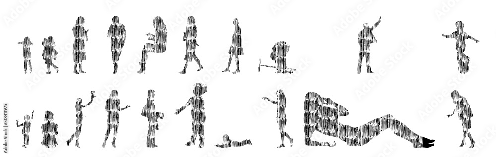 Vector silhouettes, Outline silhouettes of people, Contour drawing ...
