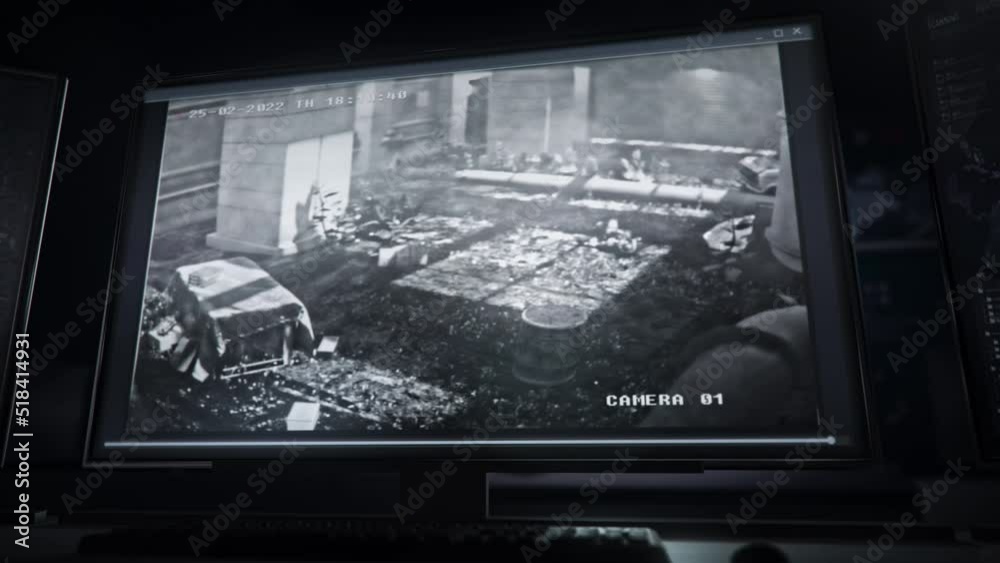 Monitor Shows Modern Tactical Combat Operation By Army Soldier With ...