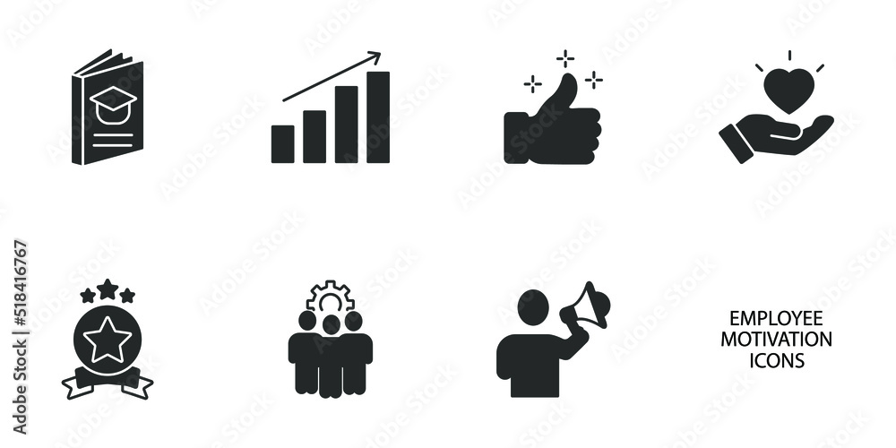 employee motivation icons set . employee motivation pack symbol vector ...