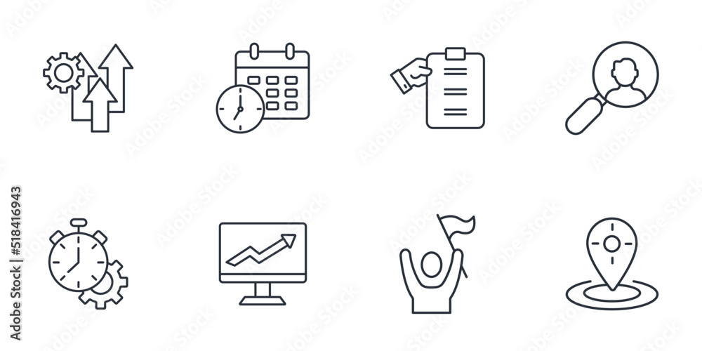 Performance management icons set . Performance management pack symbol ...