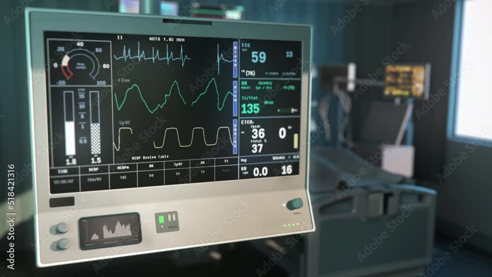 Electronic Equipment Warns Doctors Of Vital Signs Emergency. Electronic ...