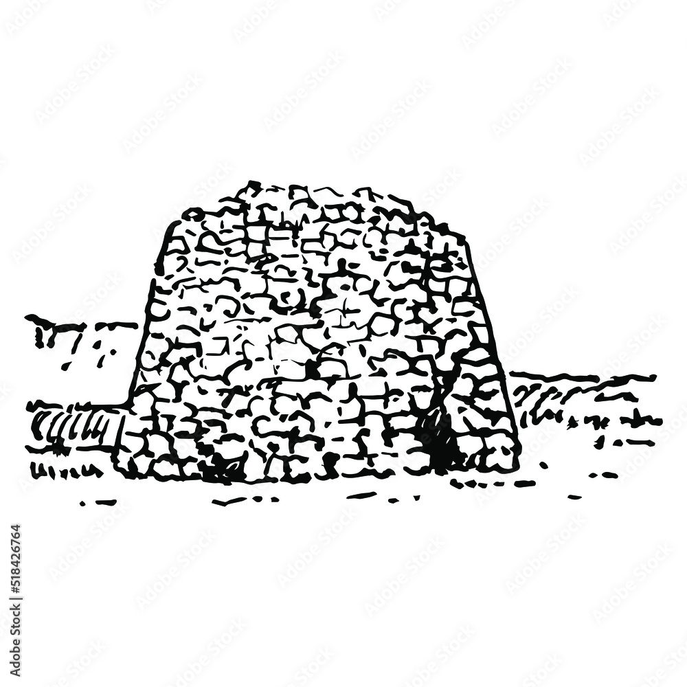 Nuraghe di Santa Sabina. Ruins of Nurhag stone tower. Sardinian ancient ...