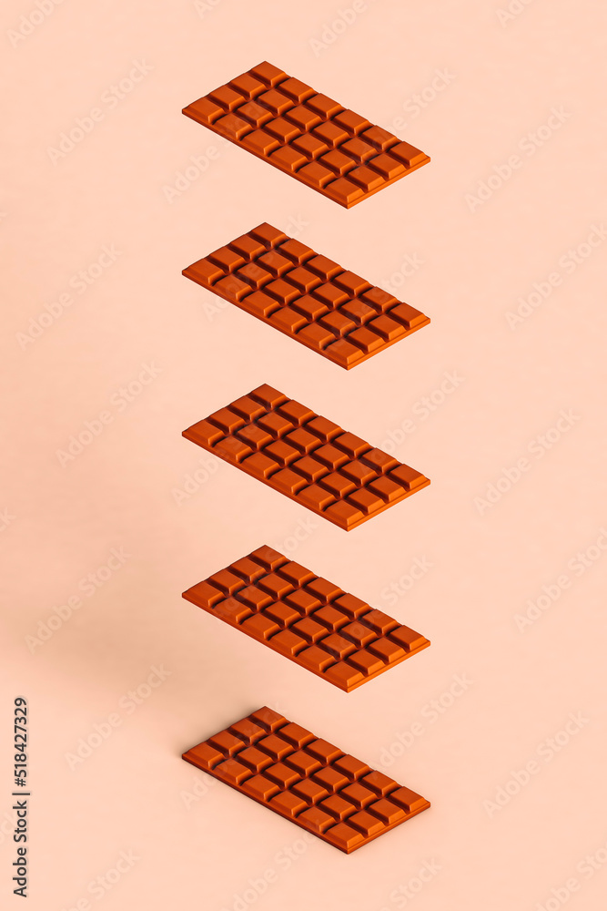 chocolate bars in a vertical line Stock Photo | Adobe Stock