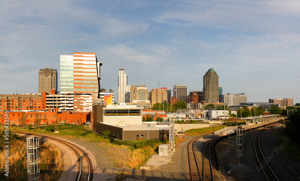 Raleigh skyline showing downtown Raleigh at sunset viewing from Boylan ...