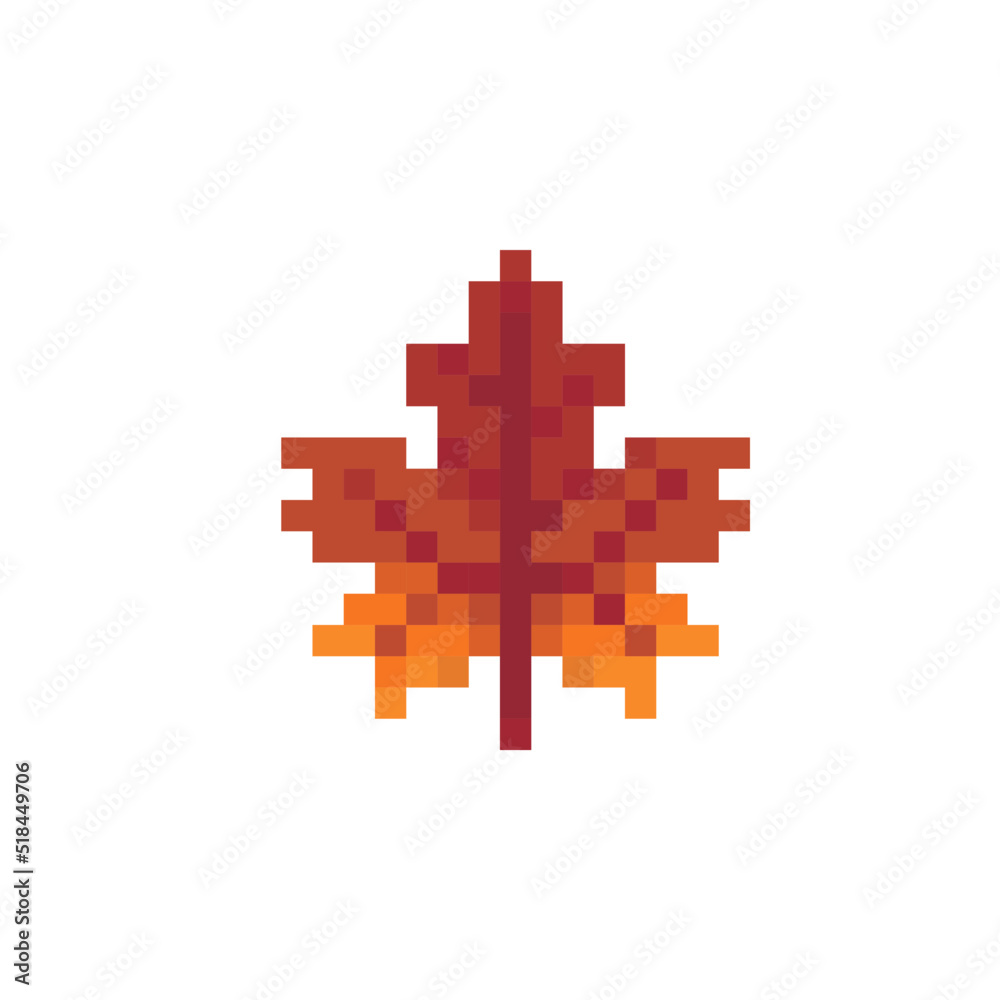 Maple Leaf pixel art icon, eco plant logo. Isolated vector illustration ...