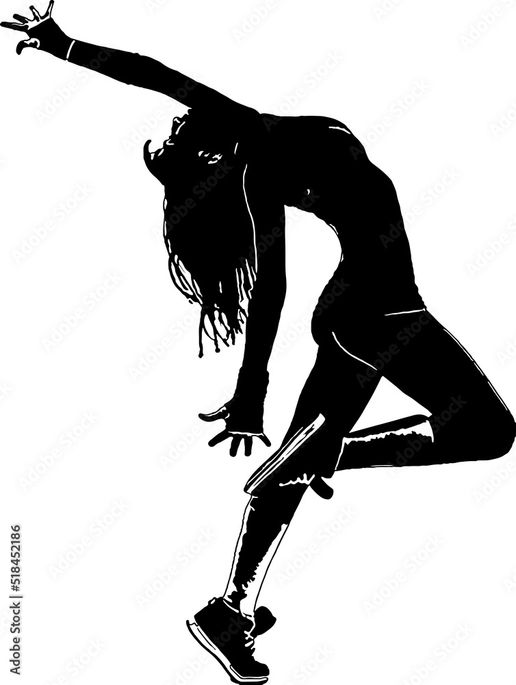 Dancing girl silhouette royalty-free images, Sketch drawing of aerobic ...