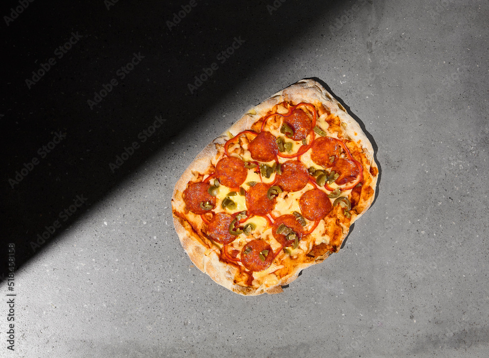 Traditional italian food - Pizza pepperoni on dark background ...
