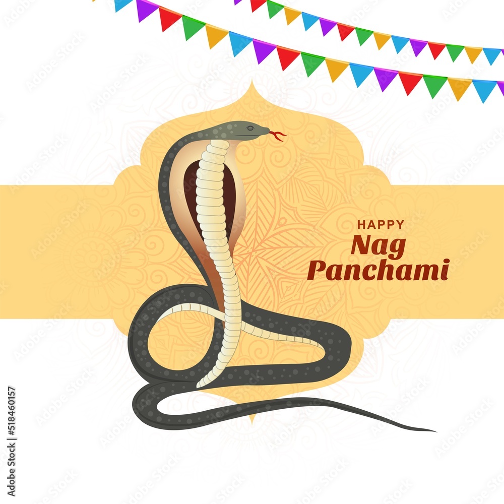 Hindu festival happy nag panchami celebration card design vector de ...