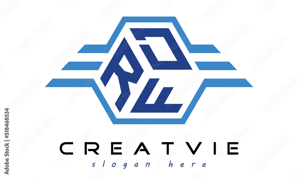 RDF three letter geometrical wings logo design vector template ...