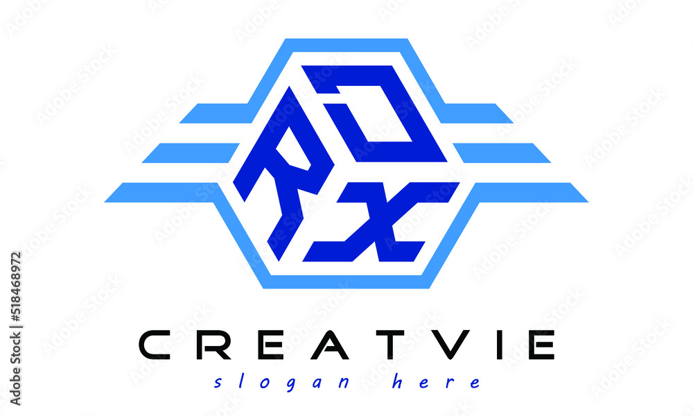 RDX three letter geometrical wings logo design vector template ...