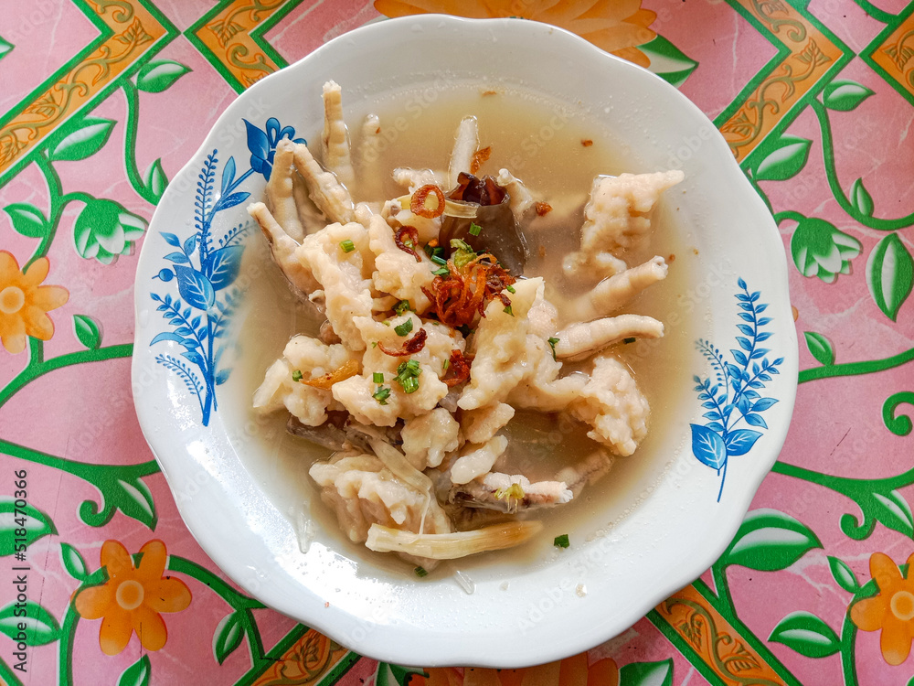 Tekwan Ceker or Tekwan with chicken feet. Tekwan, is a traditional food ...