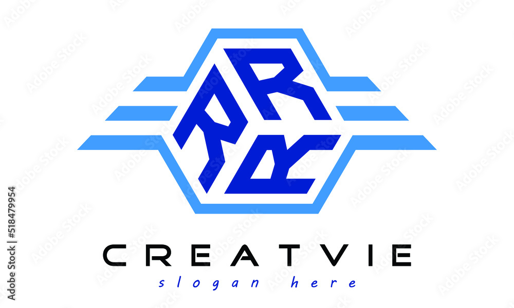 RRR three letter geometrical wings logo design vector template ...