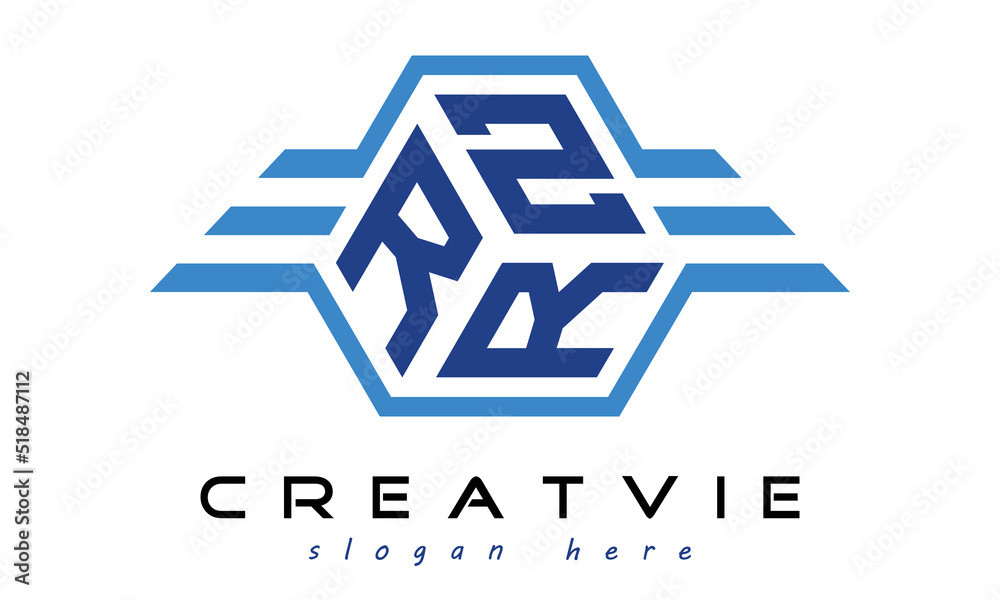 RZR three letter geometrical wings logo design vector template ...