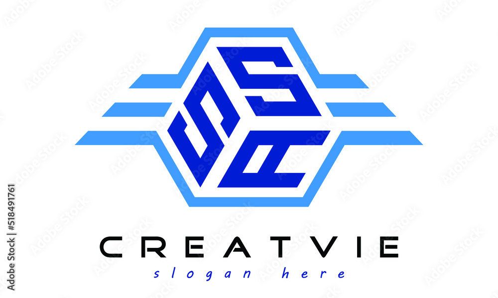 SSA three letter geometrical wings logo design vector template ...