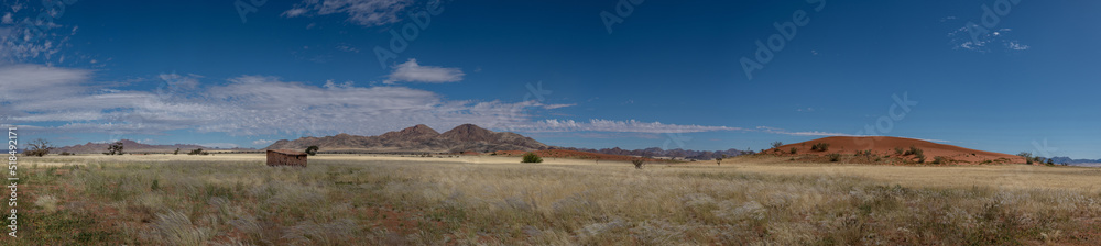 A panoramic photo of hills and mountains in central Namibia near ...