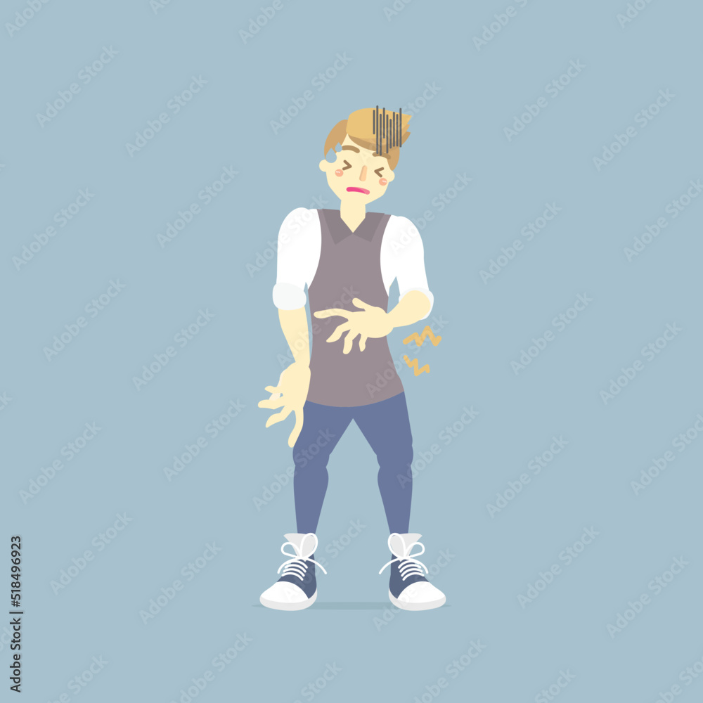 man having stomach ache, suffering from diarrhea or constipation ...