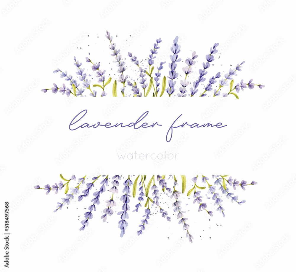 Lavender watercolor border frame for invitation Stock Vector | Adobe Stock