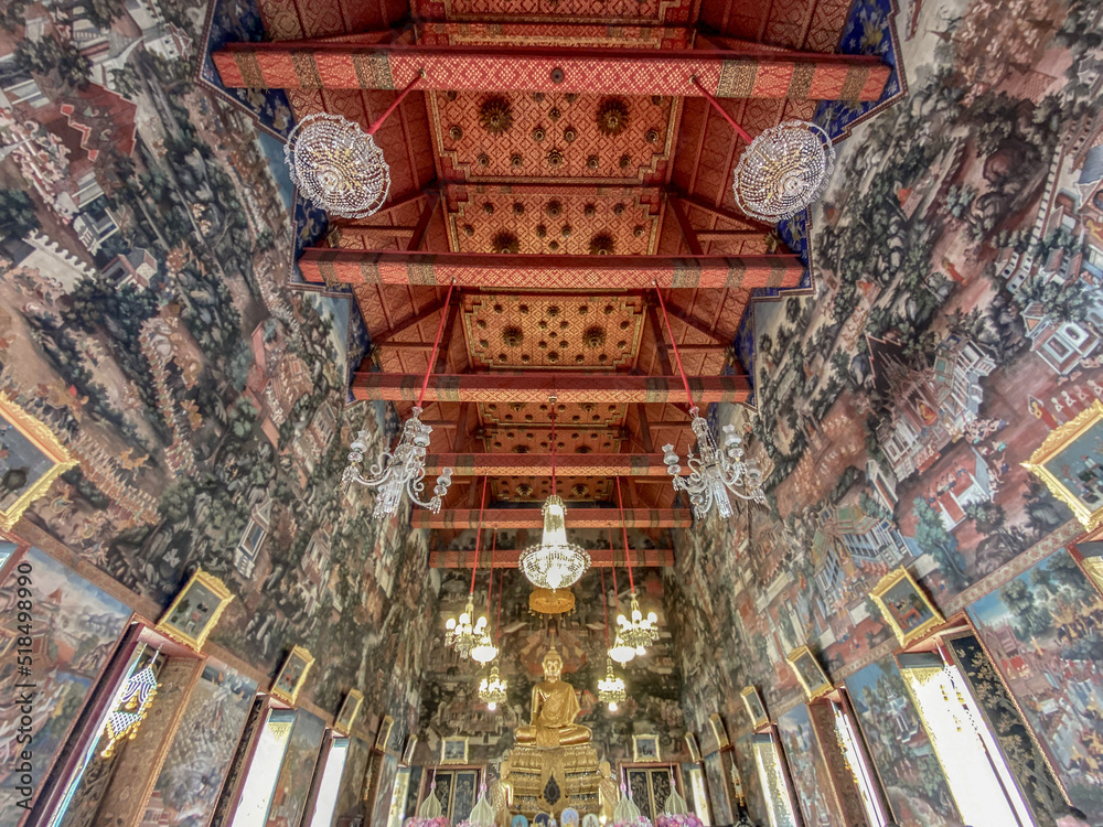 Wat Arun Temple in Bangkok, Thailand with stone pyramid towers, golden ...