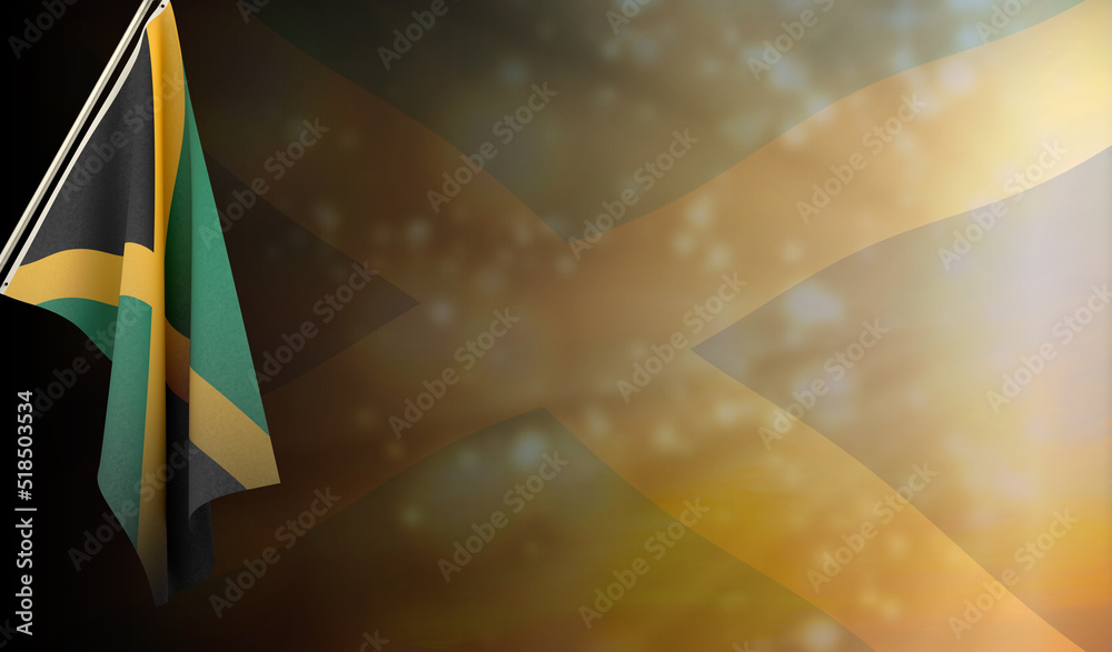 Jamaica flag with shiny flag backgorund. use for national day and ...