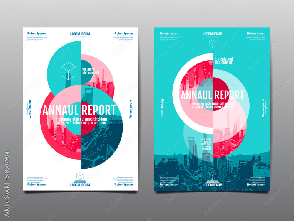 annual report template layout design, Typography flat design Stock ...